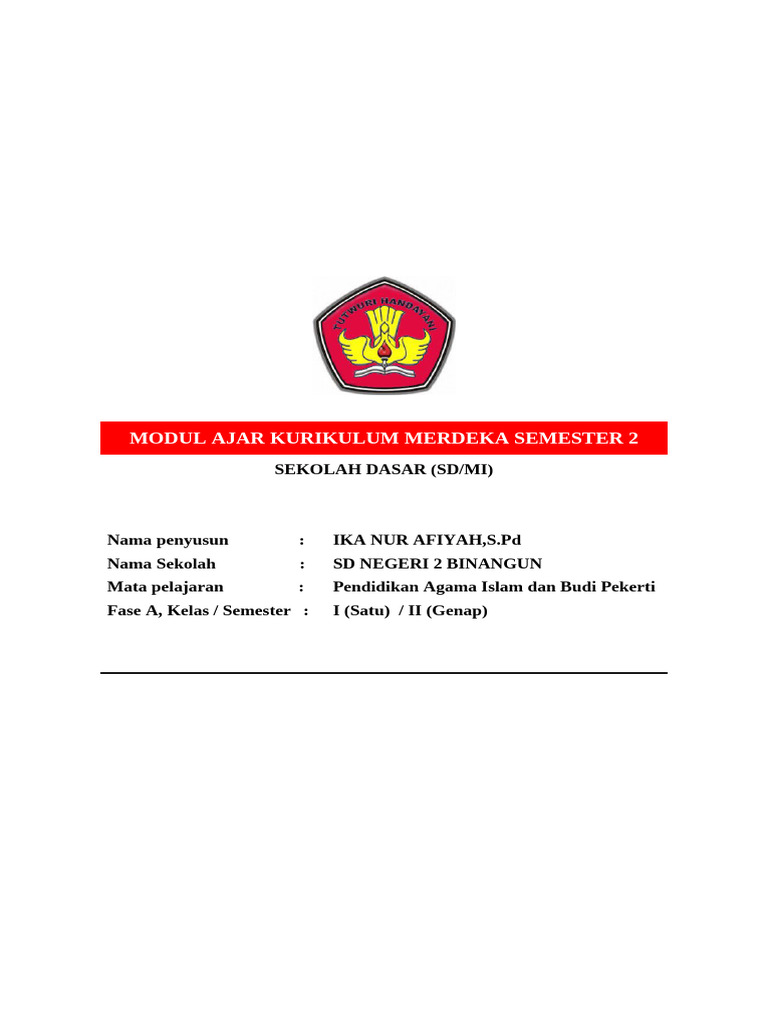 Modul Ajar Kelas 1 Sem 2 | PDF