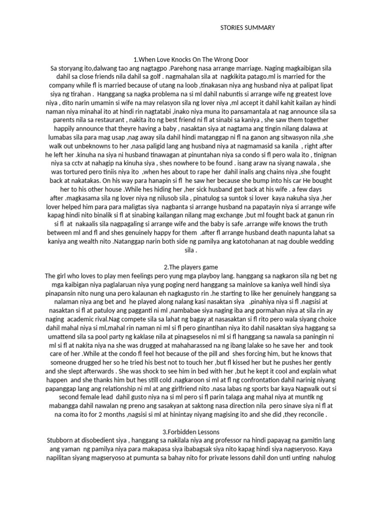 Stories Summary | PDF