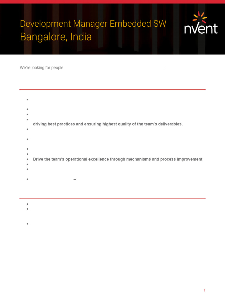 JD - Dev. Manager Embedded SW | PDF | Embedded System | Software