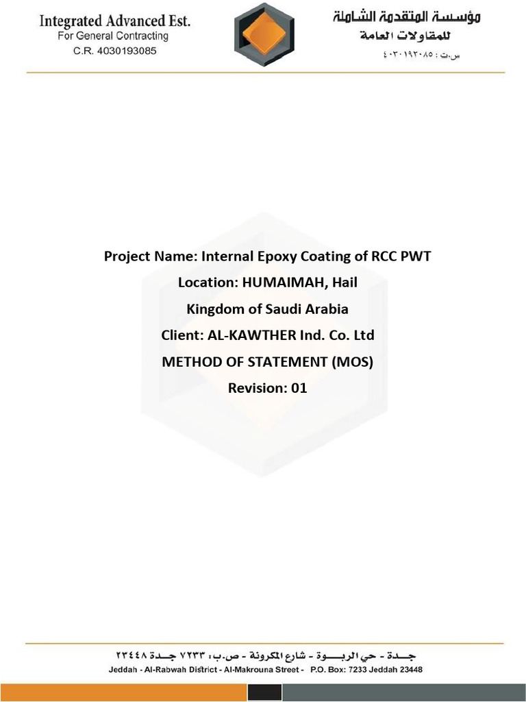 Nitocote EP405 Coating Method Statement | PDF | Concrete | Coating