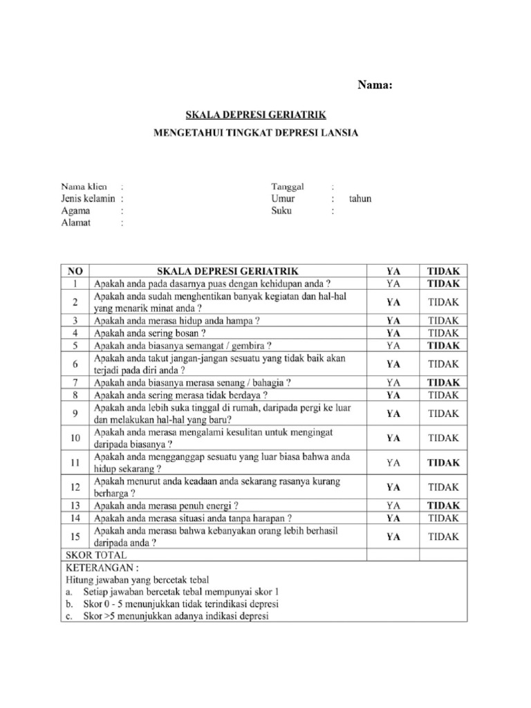 Geriatric Depression Scale | PDF