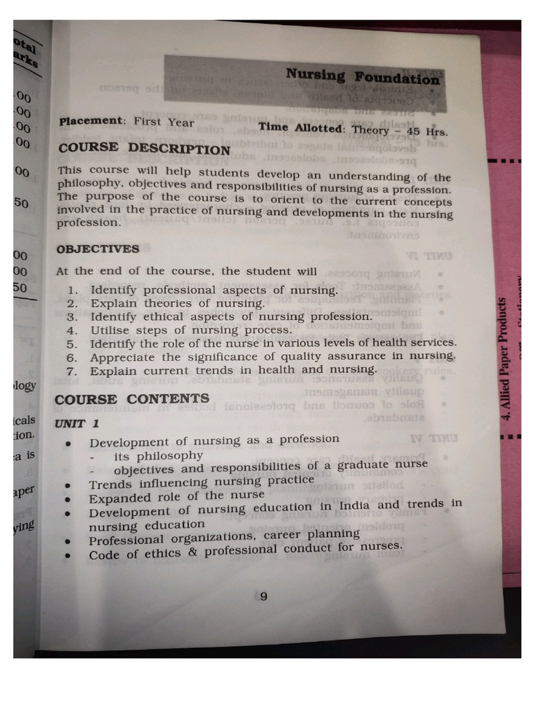 1st Year Post Basic Bsc. Nursing | PDF