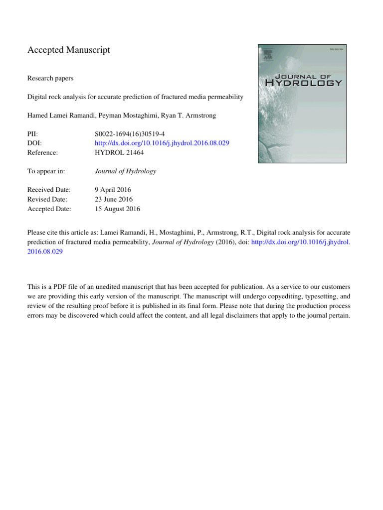 Digital Rock Analysis for Fractured Permeability | PDF | Image ...