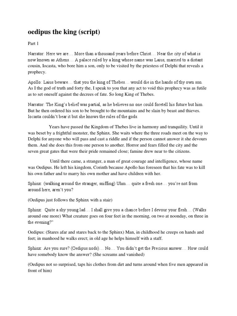 Oedipus The King | PDF | Mythology Of Central Greece | Oedipus