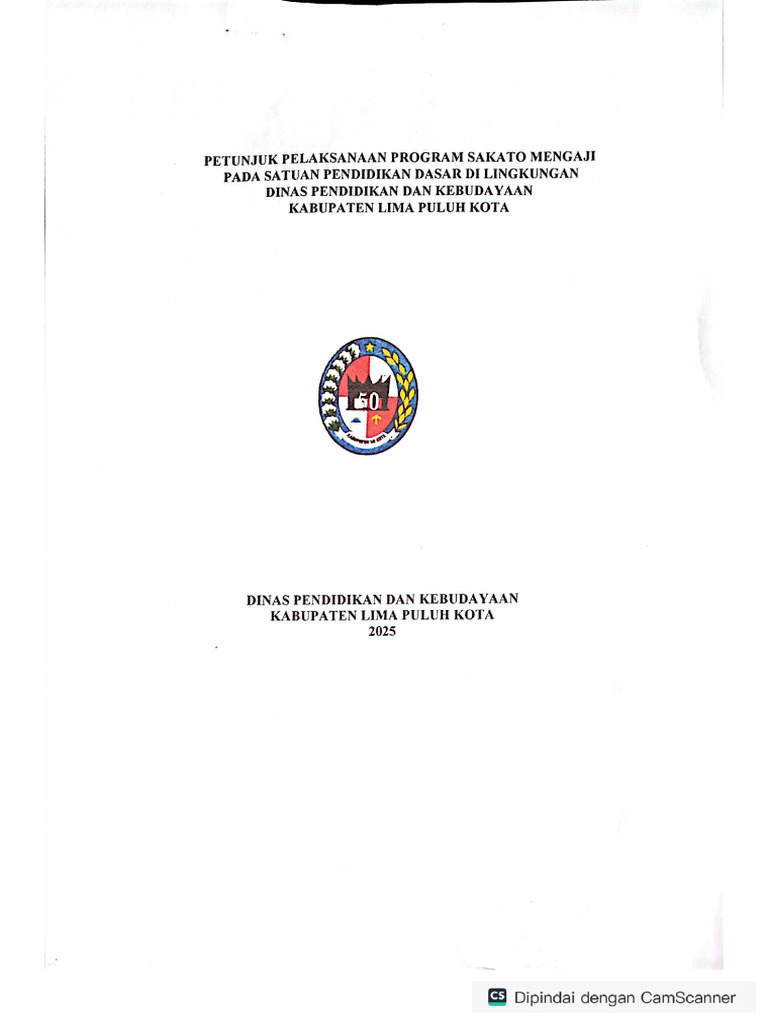 Petunjuk Pelaksanaan Program Sakato Mangaji | PDF