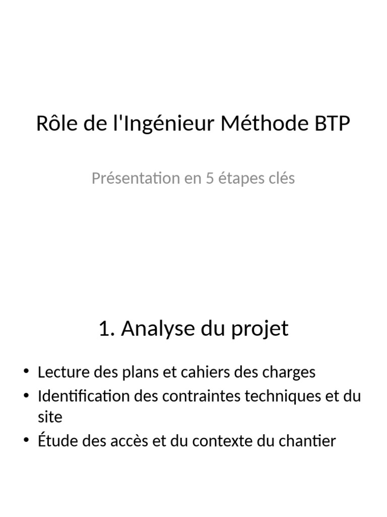 Rôle de l'Ingénieur Méthode BTP | PDF