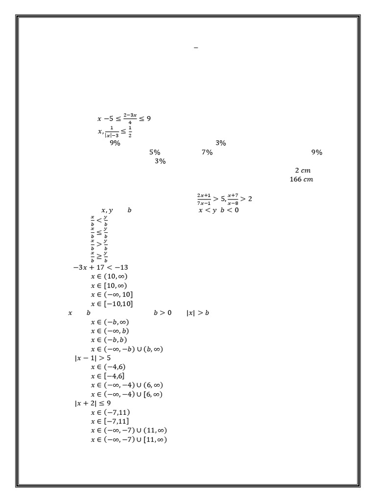 Maths Linear Inequalities Class Notes | PDF
