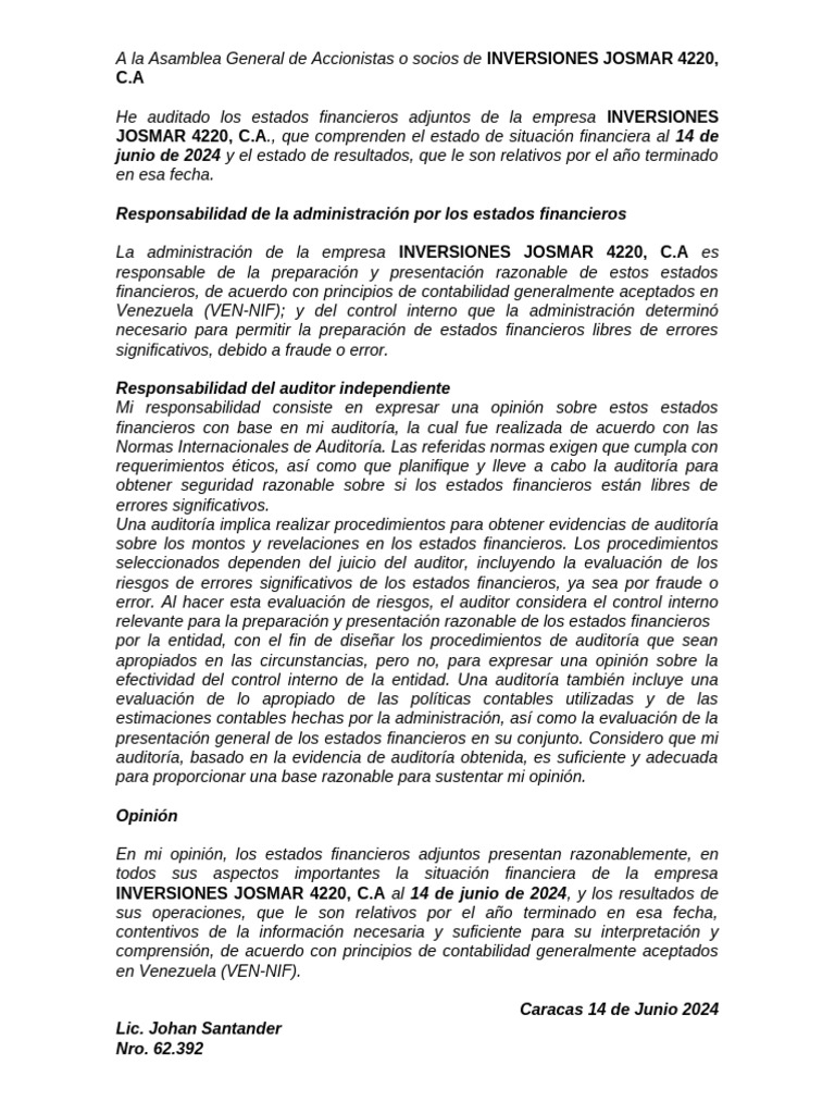 Dictamen Balance Auditado Serv Telcom Dic 2020 | PDF | Auditoría ...