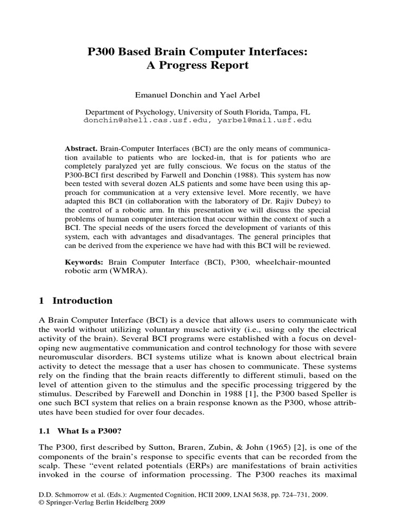 P300 Based Brain Computer Interfaces A P | PDF | Event Related Potential | Cognitive Science