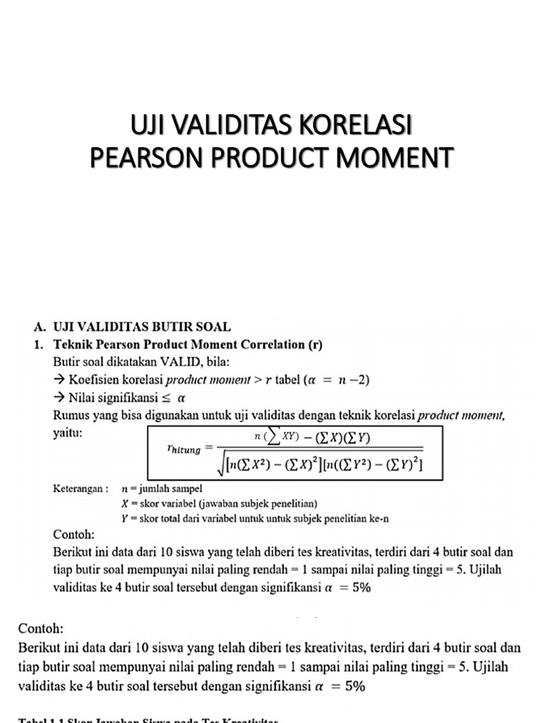 Uji Validitas Pearson Product Moment | PDF
