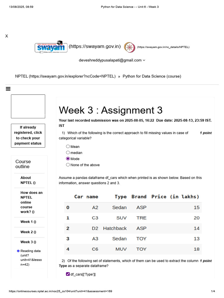 Week 3: Assignment 3: (Https://swayam - Gov.in) | PDF | Computer Programming | Software Engineering
