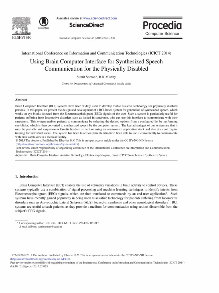 Speech Generation Using BCI | PDF
