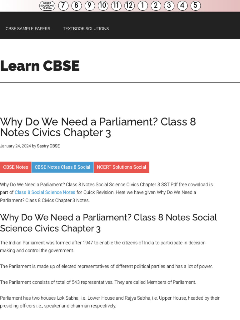Why Do We Need A Parliament - Class 8 Notes Civics Chapter 3 - Learn ...