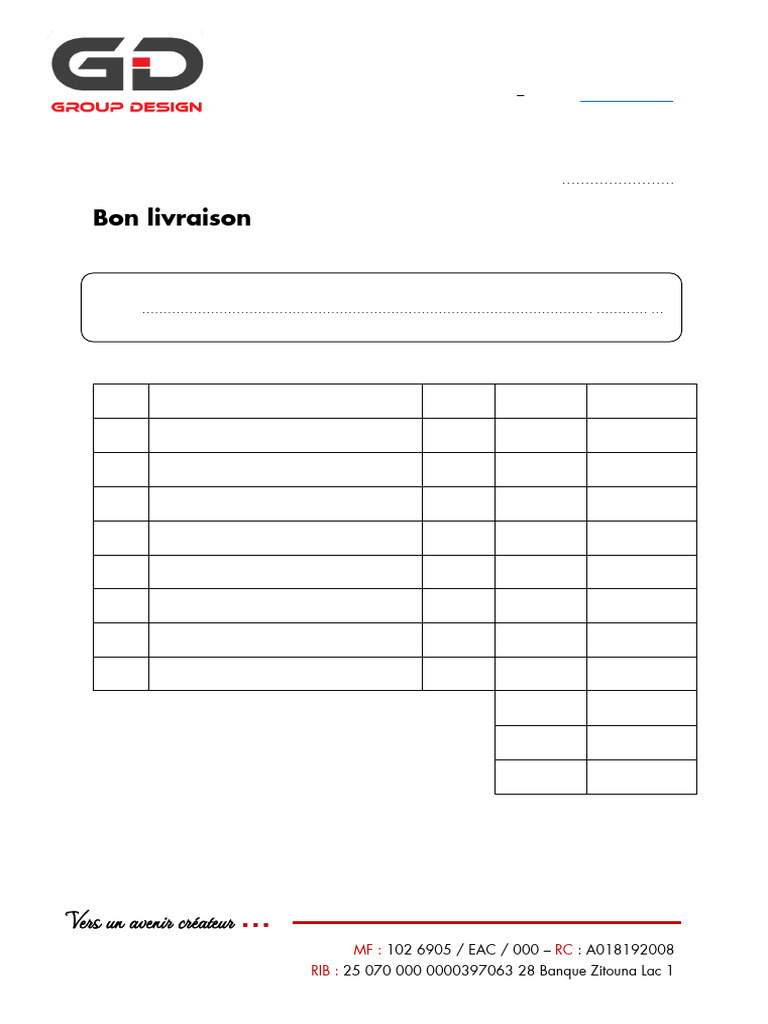 Bon de livraison - Banque Zitouna | PDF