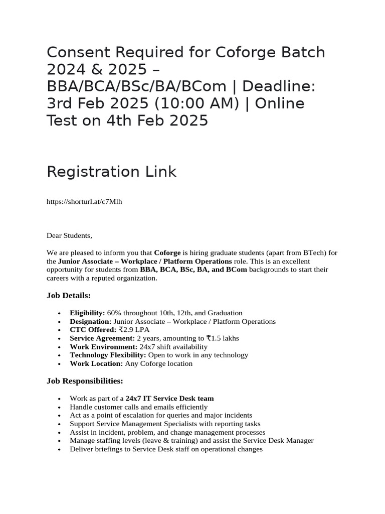 Coforge Batch 2024 & 2025 | PDF