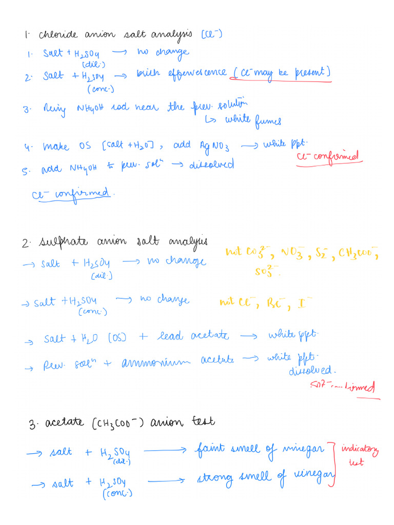 Salt Analysis CLASS 11 PRACTICAL | PDF