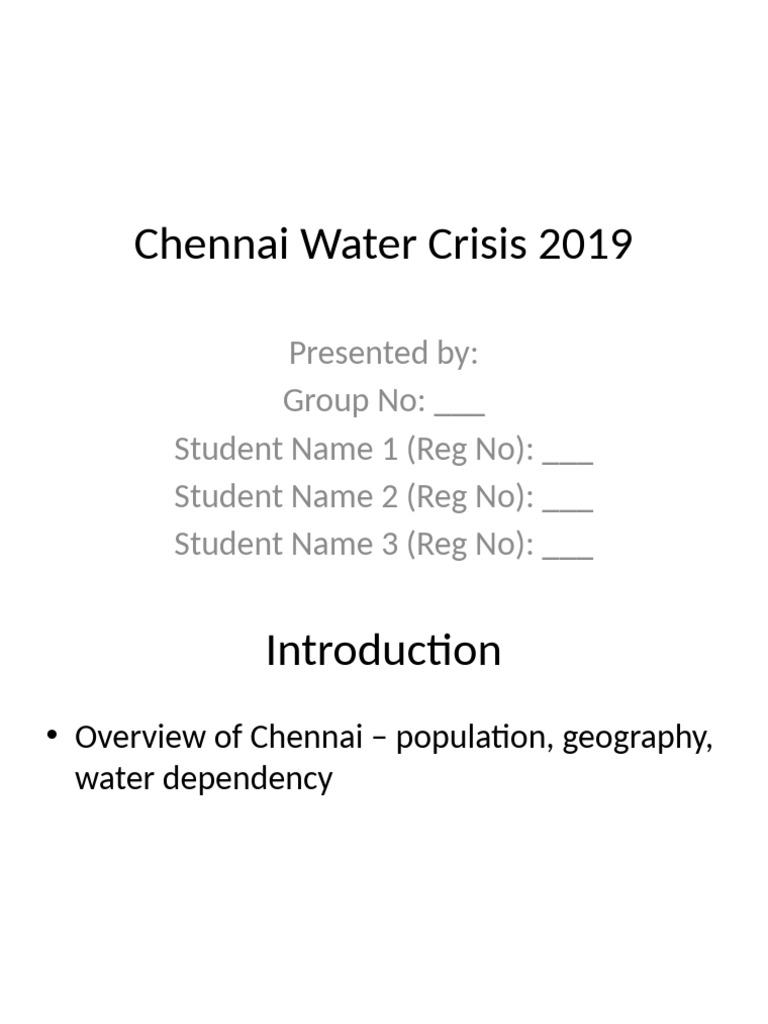 Chennai Water Crisis Introduction Detailed | PDF | Water Scarcity ...