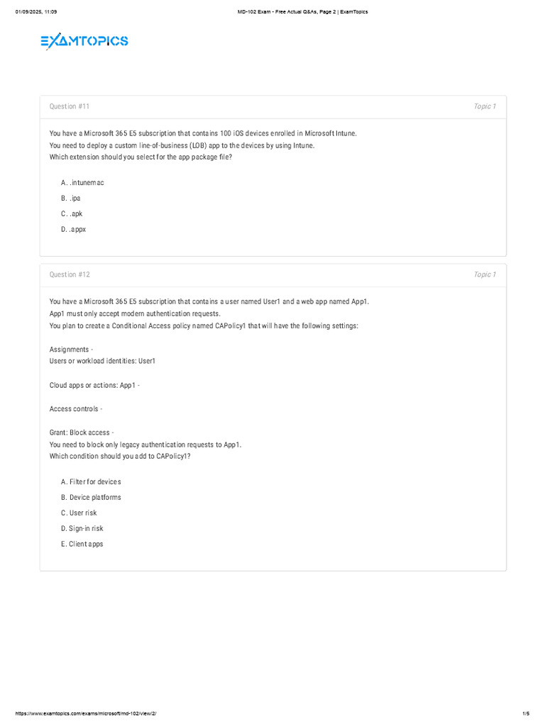 MD-102 Exam - Free Actual Q&As, Page 2 - ExamTopics | PDF | Windows 10 | Microsoft