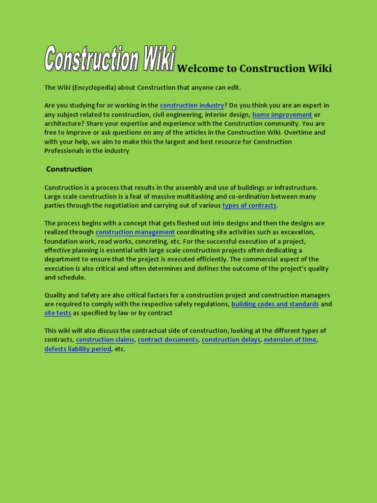 Construction Wiki | PDF | General Contractor | Specification (Technical Standard)