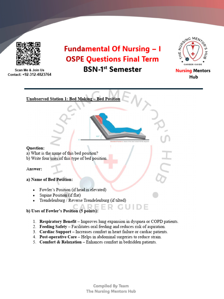 Nursing Fundamentals: OSPE Questions Guide | PDF | Diseases And ...