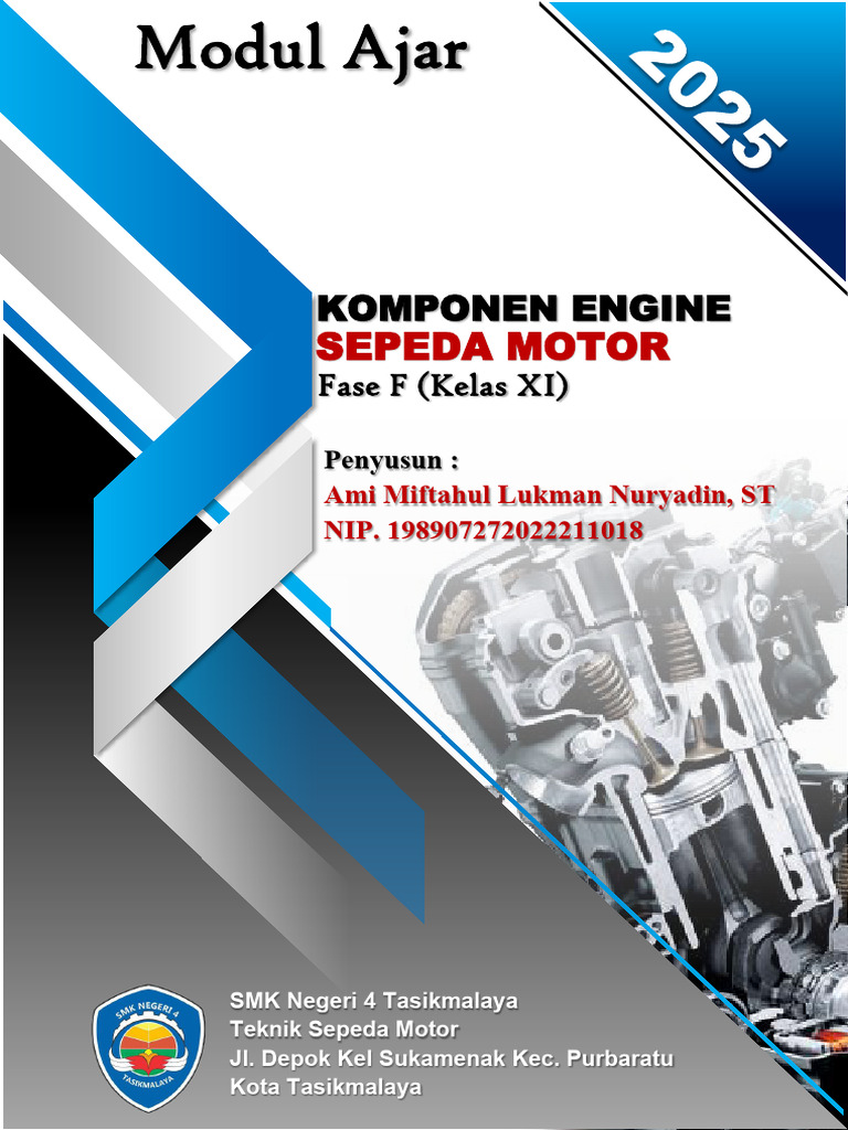 Modul Ajar 1 Komponen Utama Engine Sepeda Motor Fase F 2025 | PDF