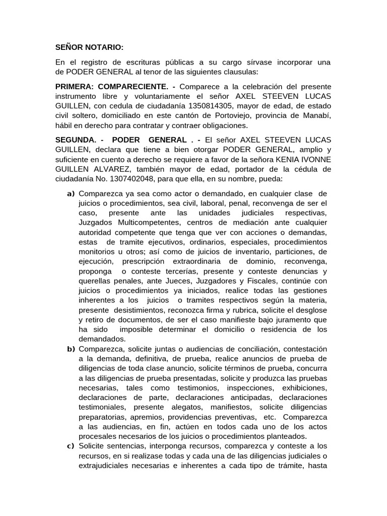 Minuta de Poder General | PDF | Justicia | Crimen y violencia