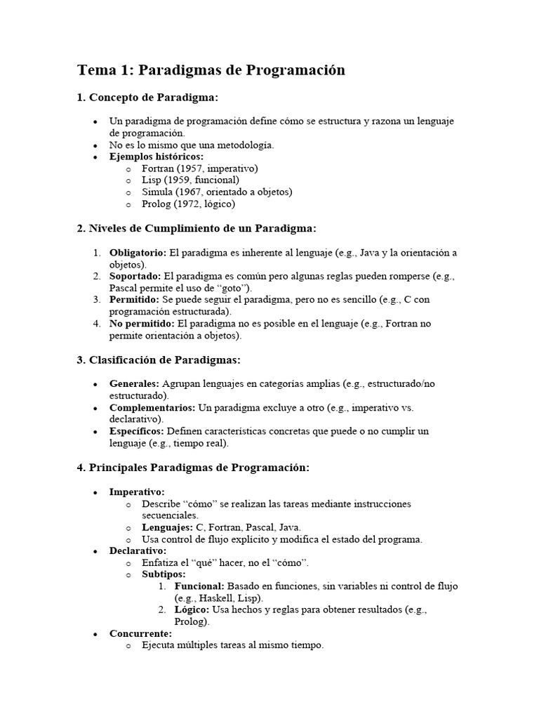 Resumen PEC1 | PDF | Paradigmas de programación | Lenguaje de programación