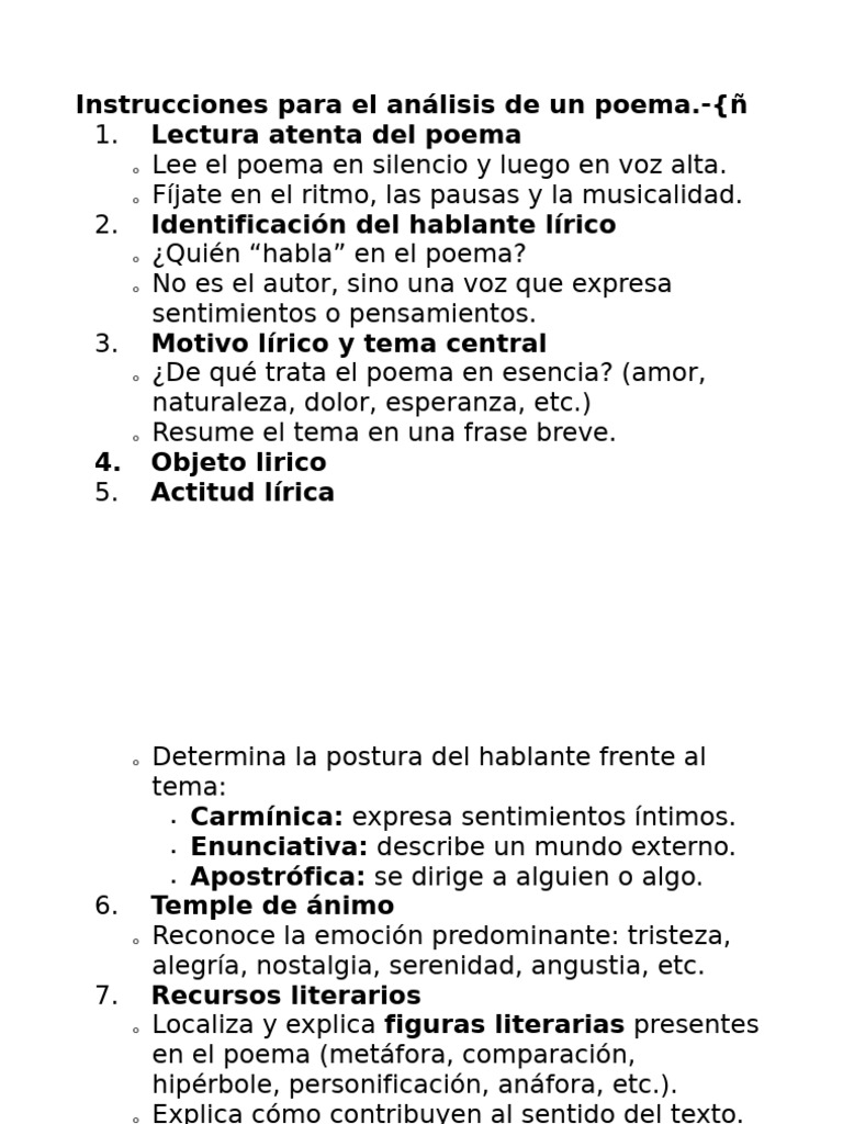 Instrucciones para El Análisis de Un Poema | PDF