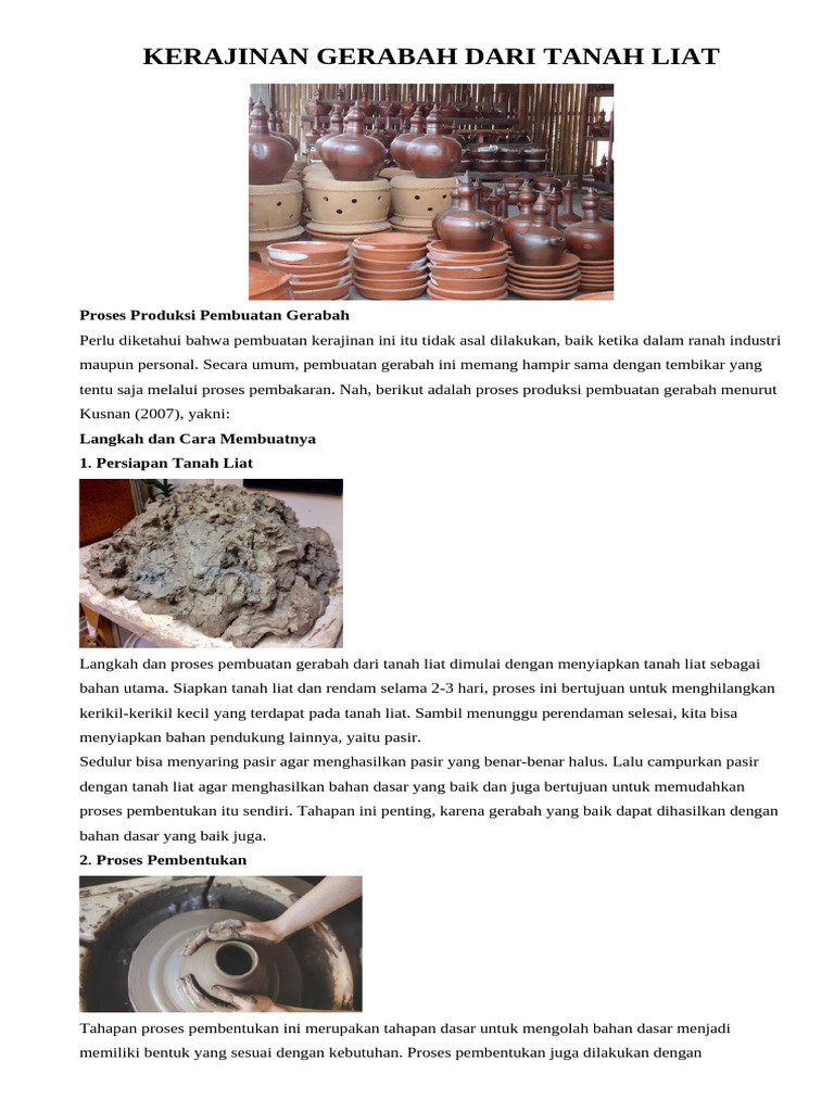 Proses Pembuatan Kerajinan Gerabah | PDF
