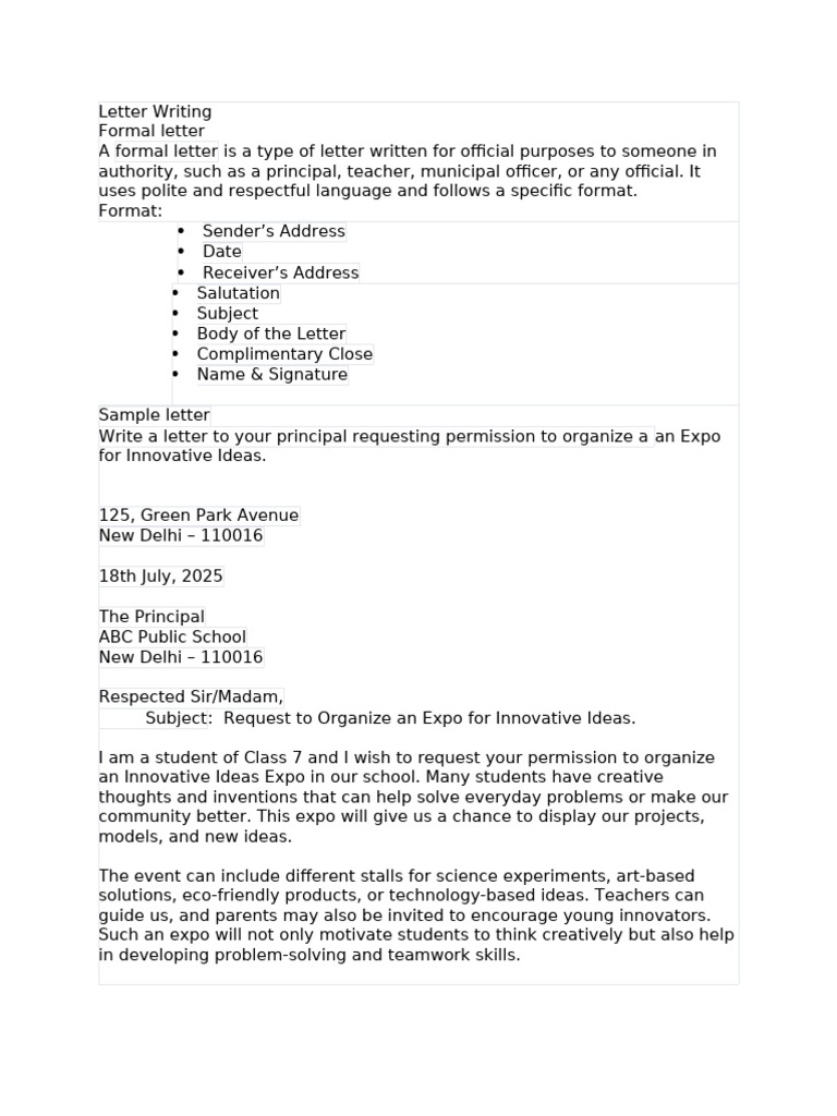 Formal Letter Writing Guide | PDF