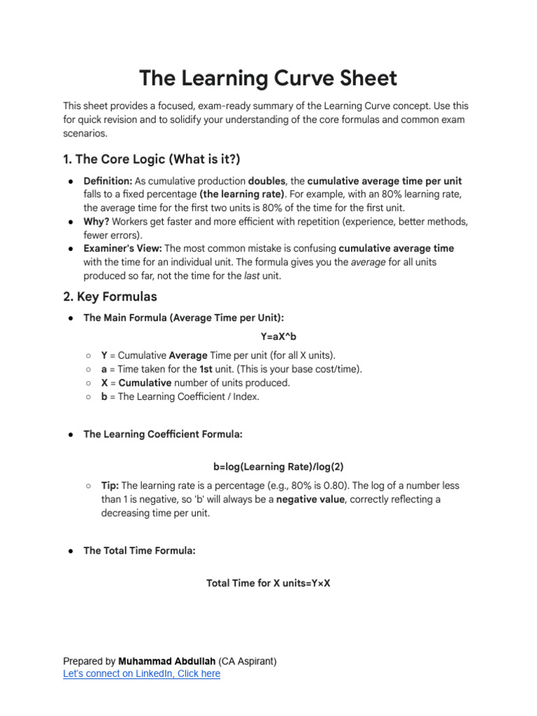 Learning Curve Calculation Guide | PDF | Learning