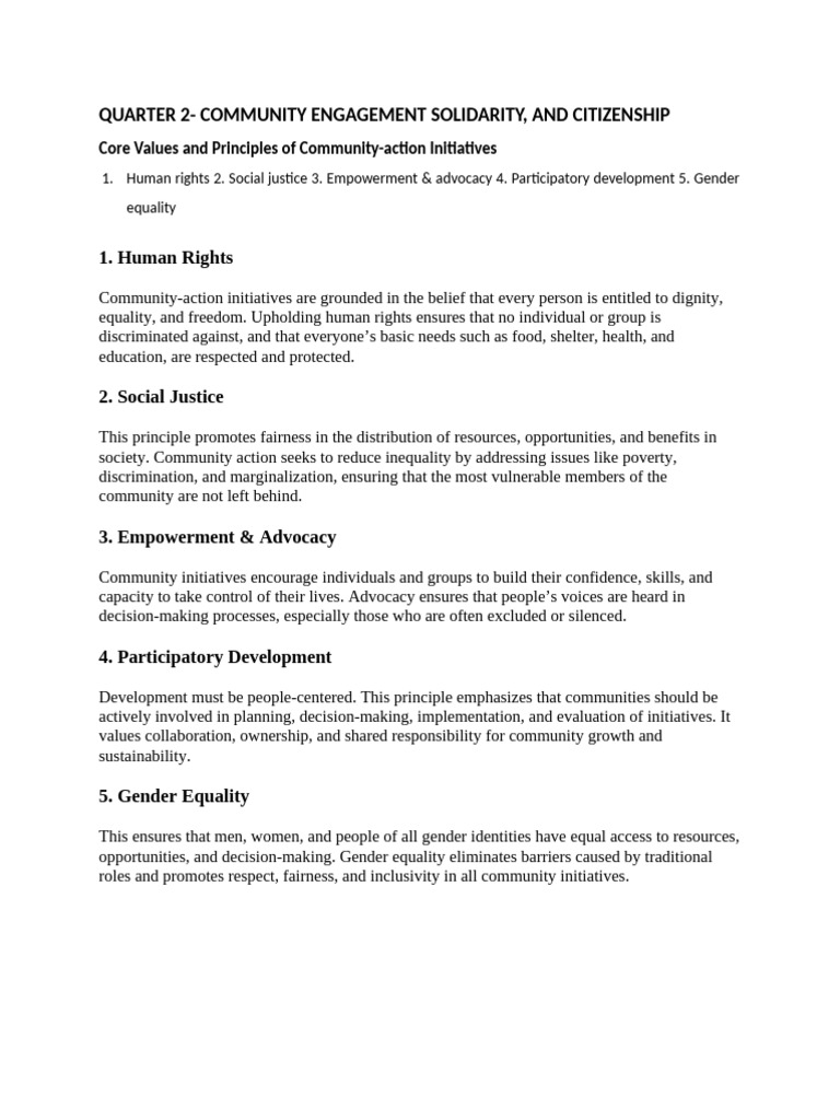 Q2 - Module1-Core Values and Principles of Community-Action Initiatives ...