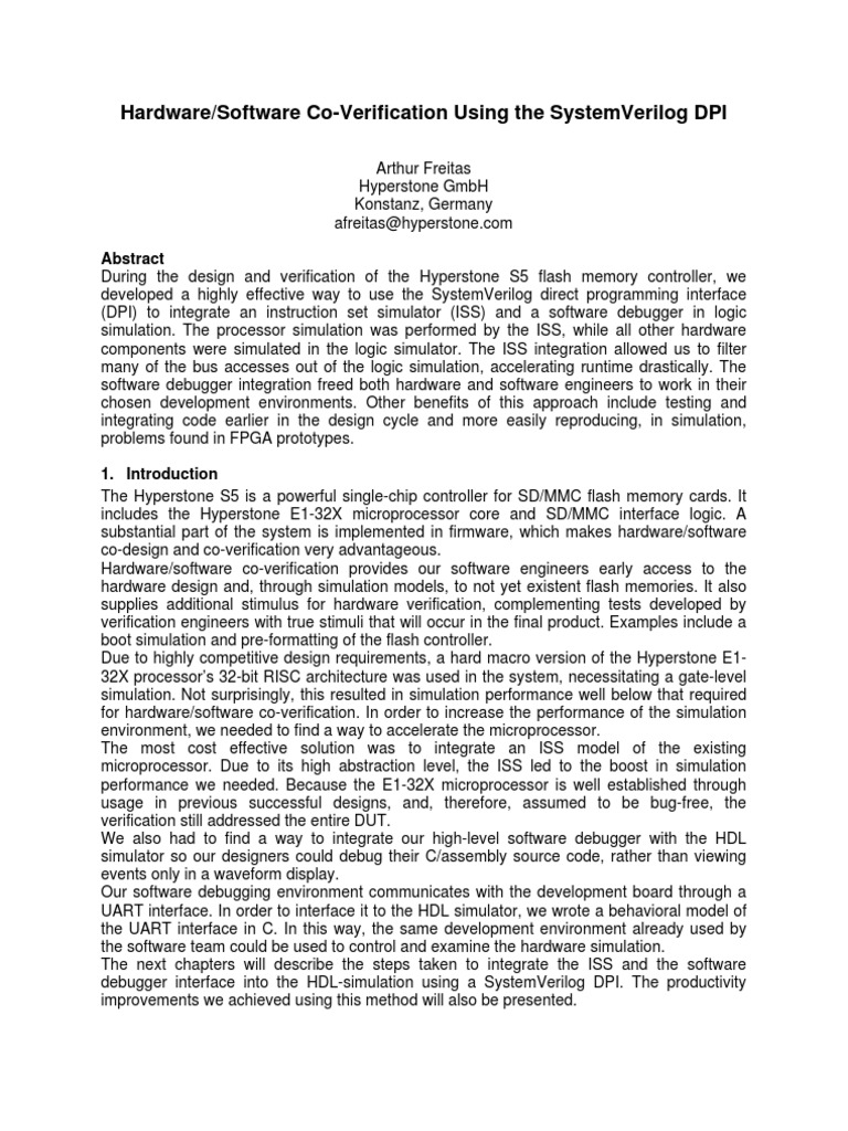 Hardware/Software Co-Verification Using The Systemverilog Dpi | PDF | Subroutine | C ...