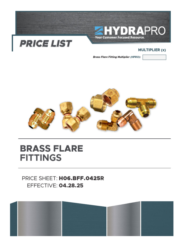 C377 Brass Flare Fittings Price Sheet | PDF | Chemical Elements ...