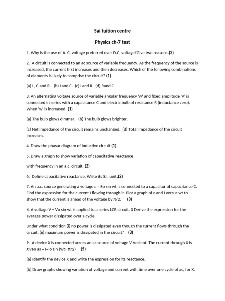 Physics Ch-7 Test | PDF