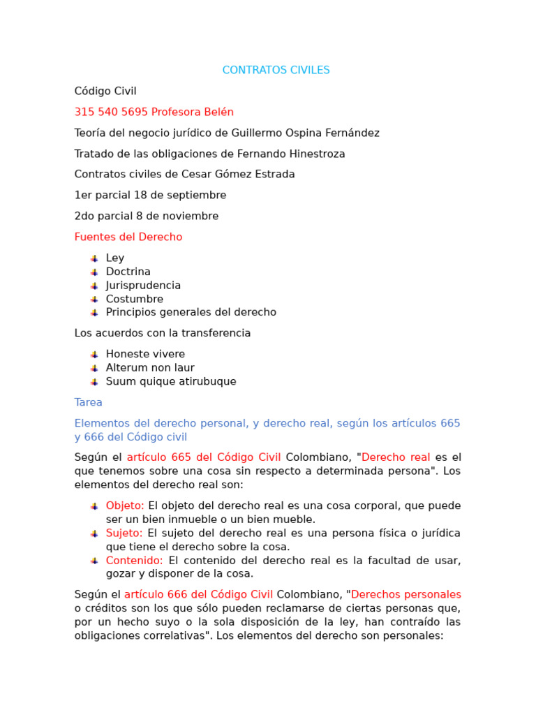 Elementos y Tipos de Contratos Civiles | PDF | Pagos | Pago inicial
