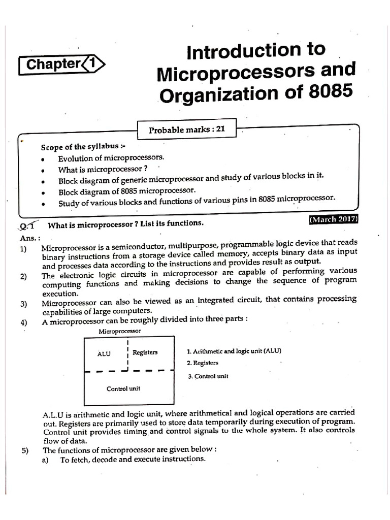 Cs2 Chapter 1 Microprocessor 8085 Notes | PDF