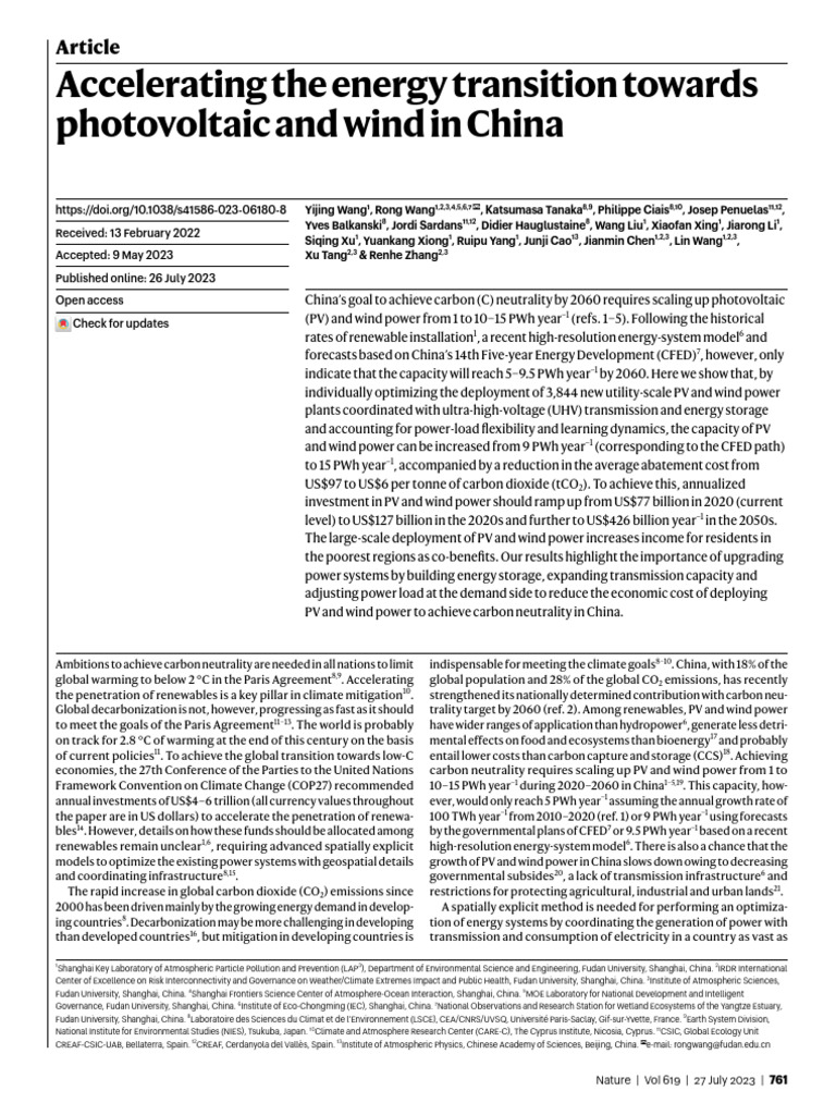 Accelerating China's Renewable Energy Transition | PDF | Climate Change ...