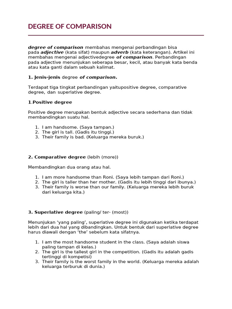 Panduan Lengkap Degree of Comparison | PDF
