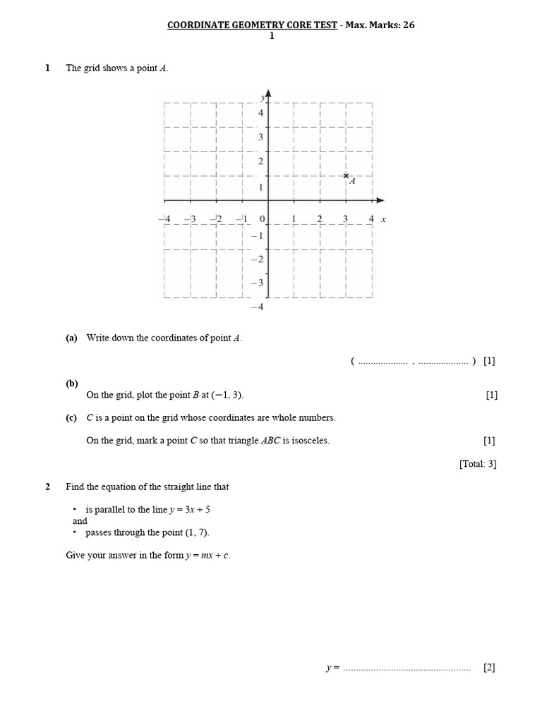 Coordinate Geometry Core Questions Nav Am I | PDF | Line (Geometry) | Mathematical Physics