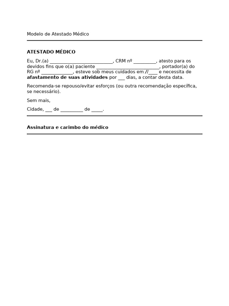 Modelo Atestado Medico | PDF