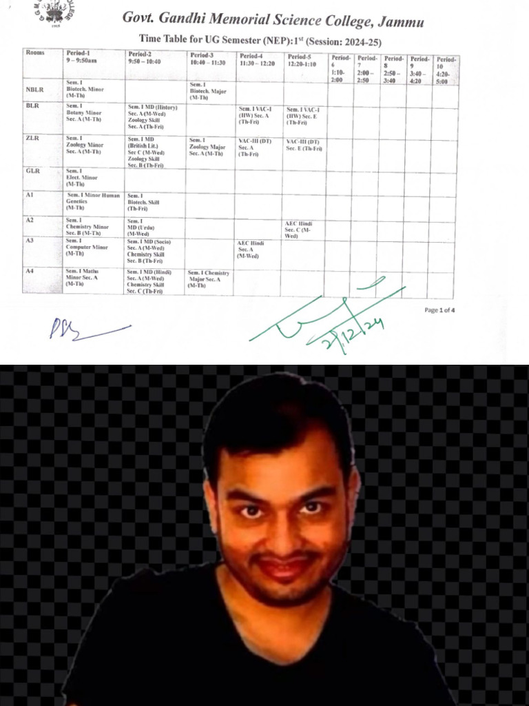 Revised Timetable Sem-1 | PDF