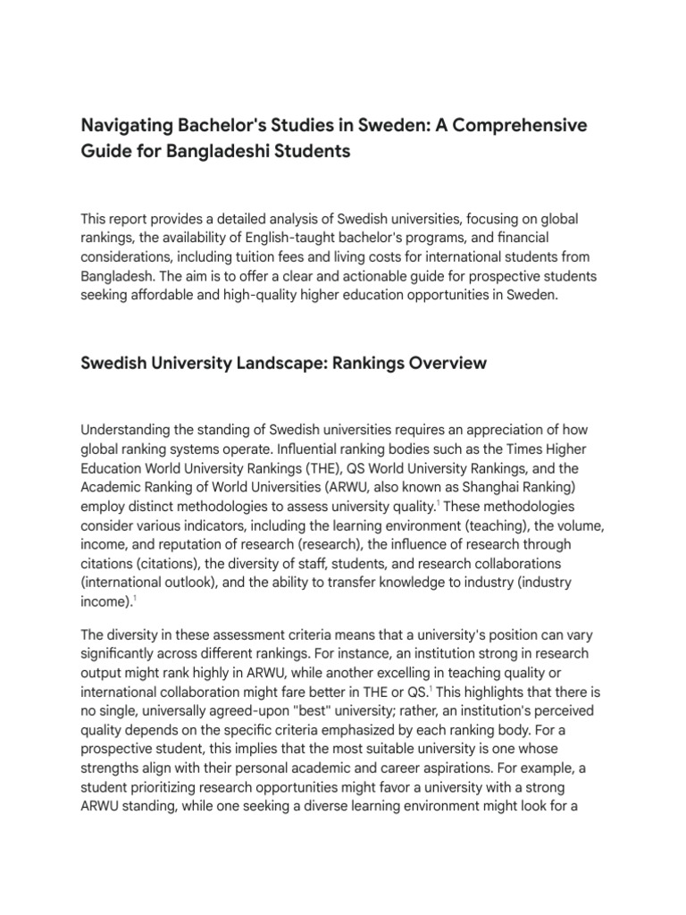 Swedish Universities - Rank and Cost | PDF | Cost Of Living | University
