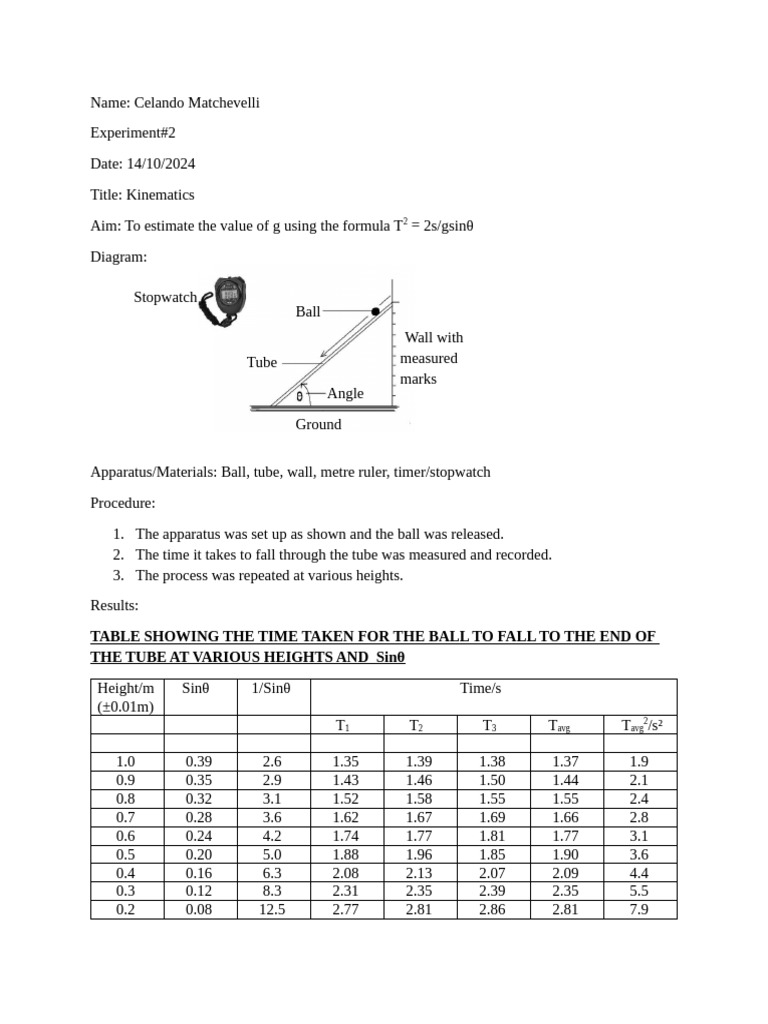 Kinematics Lab | PDF | Friction | Velocity