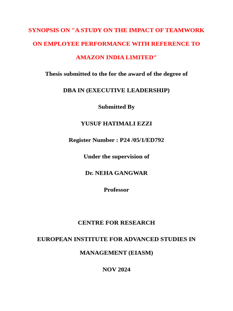 A Study On The Effect of Teamwork On Employee Performance With ...