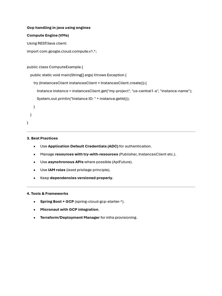 Gcp Handling in Java Using Engines | PDF
