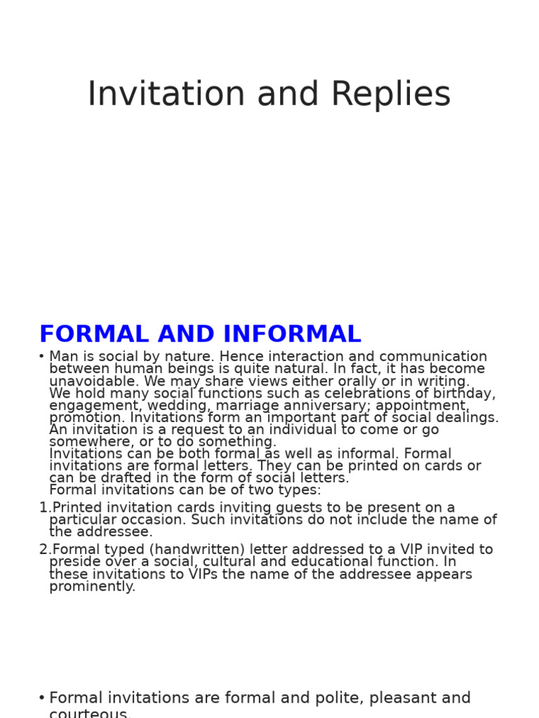 Formal and Informal Invitation Guide | PDF