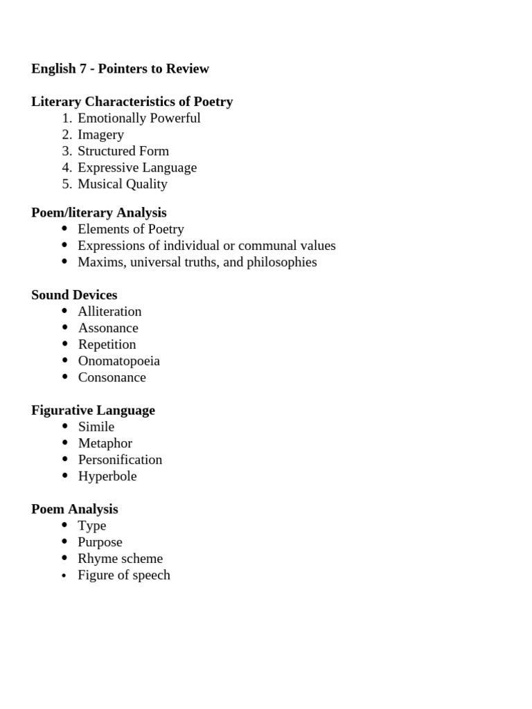 English 7 - Pointers To Review | PDF