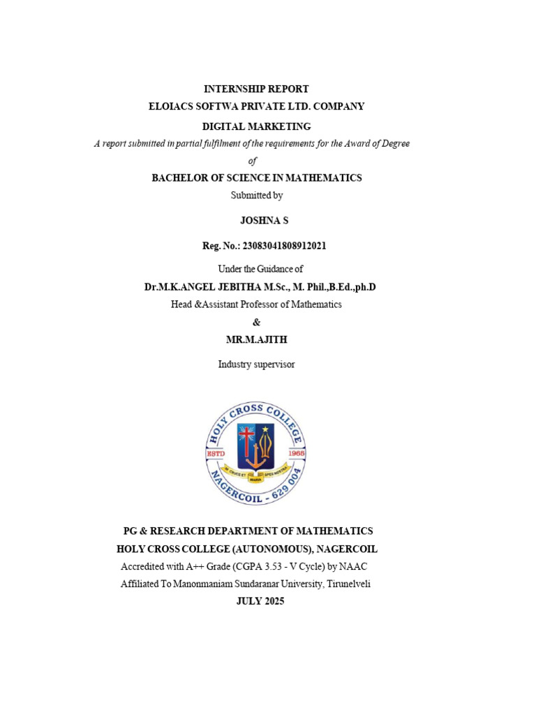 M.SC Intership 4 Pages-1 | PDF | Academia | Titles