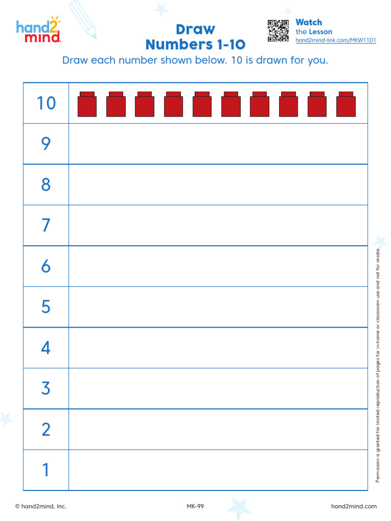 Grade K Math Draw Numbers 1 10 | PDF